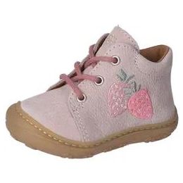 Lauflernschuh Pepino BY RICOSTA "MECKI WMS: mittel", Baby, Gr. 20, rosa, Nubukleder, bestickt, Schuhe Lauflernschuh, Schn&uuml;rschuh mit Lederinnenausstattung, Gr&ouml;&szlig;enschablone zum Download