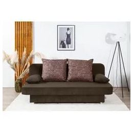 Schlafsofa Collection AB "Ulla, B: 186 cm, Liegel. 142x186 cm", braun (dunkelbraun), B:186cm H:94cm T:85cm, Sofas, Schlafsofa, Bettfunktion, Bettkasten & 2 Wende-R&uuml;ckenkissen