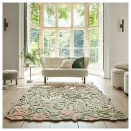 Wollteppich FLAIR RUGS "Bryony Floral", gr&uuml;n, B:160cm H:10mm L:230cm, Wolle, Teppiche, Wolltepich, Esszimmer, Wohnzimmer, Flur