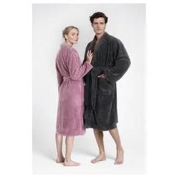 Unisex-Bademantel OTTO HOME "Lillou Kimono, ideal f&uuml;r Sauna & Spa, Hotelbademantel, Morgenmantel" Gr. M, grau (anthrazit), L:110cm, Microfaser, Hausm&auml;ntel, kuschelig weicher Fleece, pl&uuml;sch, f&uuml;r Damen und Herren, XS-3XL