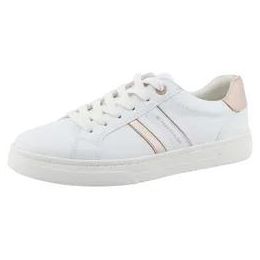 Sneaker Tom Tailor, Damen, Gr. 38, rosa (wei&szlig;, rosegold), Lederimitat, kontrastfarbene Details, leicht gl&auml;nzend, Schuhe Sneaker, Freizeitschuh, Halbschuh, Schn&uuml;rschuh, Kontrastbesatz an der Ferse