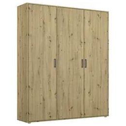 Kleiderschrank Rauch "VOYAGER Garderobe W&auml;scheschrank TOPSELLER Schlafzimmer", braun (eiche artisan, griffe graumetallic), B:140cm H:194cm T:53cm, Holzwerkstoff, Schr&auml;nke, Kleiderschrank, mit 2 modernen Griffvarianten, viel Stauraum MADE IN GERMANY