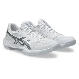 Hallenschuh asics "GEL-ROCKET 12", Damen, Gr. 40,5, wei&szlig; (wei&szlig;, pure silber), Synthetik, Schuhe Hallenschuh, besonders geeignet f&uuml;r Handball und Volleyball