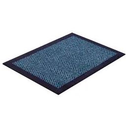Fu&szlig;matte Grund "Herringbone", blau (t&uuml;rkis, blau), B:40cm H:8mm L:60cm, Kunstfaser, Teppiche, Fu&szlig;matte, Schmutzfangmatte mit Bord&uuml;re, In- und Outdoor geeignet, waschbar