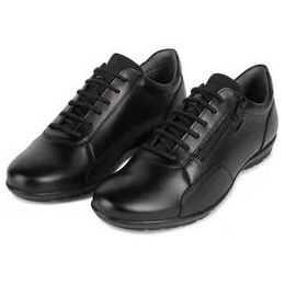 Schn&uuml;rschuh Geox, Herren, Gr. 43,5, schwarz, Leder, Textil, Schuhe Schn&uuml;rschuh, Business Schuh, Sneaker mit zus&auml;tzlichem Au&szlig;enrei&szlig;verschluss