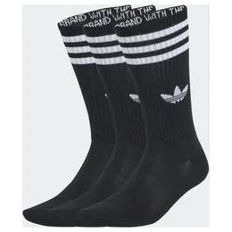 Sportsocken Adidas ORIGINALS "3-STREIFEN HIGH CREW, 3 PAAR", Herren, Gr. XL (46/48), schwarz (schwarz, schwarz, schwarz), Obermaterial: 51% Baumwolle, 46% Polyester, 2% Elasthan, 1% sonstige Fasern, Socken Sportsocken, f&uuml;r verschiedene Aktivit&auml;ten, wadenlange Passform