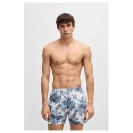 Badeshorts BOSS "Piranha", Herren, Gr. XXL (56), N-Gr, blau (open blau 483), Microfaser, Obermaterial: 100% Polyester, Badehosen Badeshorts, mit buntem Alloverdruck