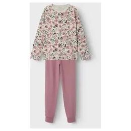 Pyjama name it "NKFNIGHTSET NOSTALGIA FLOWER NOOS", M&auml;dchen, Gr. 146 (152), rosa (nostalgia rose), Jersey, Obermaterial: 95% Baumwolle, 5% Elasthan, bedruckt, relaxed fit normal, Rundhals, abgesteppte Kante, Homewear-Sets Pyjama, in Basic-Form