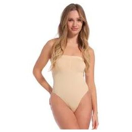 Shaping-Body MAGIC BODYFASHION "Bandeau Thong Body", Damen, Gr. M, N-Gr, braun (latte), Obermaterial: 92% Polyamid, 8% Elasthan, unifarben, eng, ohne Ausschnitt, Bodys, Silikonrand an der Oberseite verhindert das Ausrollen