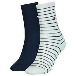 Socken Tommy Hilfiger "TH WOMEN SOCK 2P SMALL STRIPE", Damen, Gr. 35-38, wei&szlig; (sanftes wei&szlig;), Baumwollmischung, gestreift, uni, normal, Socken Socken, mit schmalem Rippenb&uuml;ndchen, meliert, gestreift