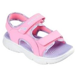 Sandale Skechers "FLEX SPLASH", M&auml;dchen, Gr. 29, bunt (rosa, lavendel), Lederimitat, Textil, kontrastfarbene Details, Schuhe Sandale, Klettschuh mit Herz-Applikation, Gr&ouml;&szlig;enschablone zum Download
