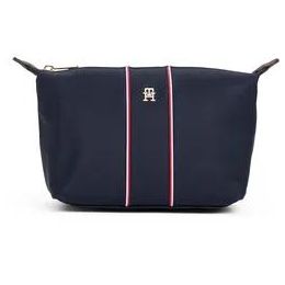 Kosmetiktasche Tommy Hilfiger "TH ICON WASHBAG NYLON CORP", Gr. B/H/T: 29cm x 14,5cm x 13,5cm, blau (dunkelblau), Leder, Textil, Taschen Kosmetiktasche, Reise, Unisex Kulturbeutel mit Kontrastbes&auml;tzen in Tommy Farben