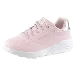 Sneaker Skechers "UNO LITE", M&auml;dchen, Gr. 29, silber (ros&eacute;, silberfarben), Lederimitat, Schuhe Sneaker, Schn&uuml;r,-Plateausneaker mit Metallic, Gr&ouml;&szlig;enschablone zum Download