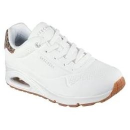 Sneaker Skechers "UNO-JUNGLE NITE", Damen, Gr. 35, bunt (wei&szlig;, leo), Lederimitat, Schuhe Sneaker, Schn&uuml;rschuh, Freizeitschuh mit Wedge-Absatz