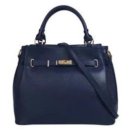 Henkeltasche Samantha Look, Damen, Gr. B/H/T: 34cm x 27cm x 17cm onesize, blau, Leder, leicht gl&auml;nzend, unifarben, Taschen, echt Leder, Made in Italy, ger&auml;umige Henkeltasche mit Smartphonefach