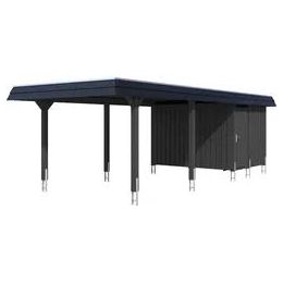 Skan Holz Einzelcarport SKANHOLZ "Wendland", grau (anthrazit, schwarze blende), B/H/T: 243cm x, Carports