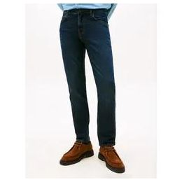 Straight-Jeans Tommy Hilfiger "DENTON Slim Straight Fit", Herren, Gr. 38, L&auml;nge 32, schwarz (schwarzer blau), Denim/Jeans, Obermaterial: 99% Baumwolle, 1% Elasthan, straight fit lang, Jeans Straight-Jeans