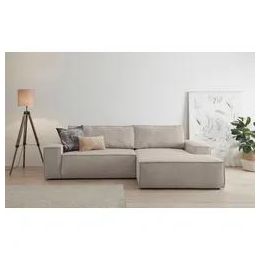 Ecksofa Home Affaire "SHERWOOD L-Form, 267 cm - OTTO. Verl&auml;ssliche Qualit&auml;t.", greige, B:267cm H:85cm T:167cm, 100% Polyester, Sofas, Ecksofa, Schlaffunktion mit Bettkasten (210x136 cm), Cord, Vintage, Samtvelours