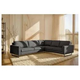 Ecksofa Home Affaire "Pinto, XXL, 250/290 cm, langer Schenkel, Ottomane", dunkelgrau, B:290cm H:85cm T:250cm, 100% Polyester, Sofas, Ecksofa, Cord, Chenille, Lederoptik, mit Keder, Metallf&uuml;&szlig;e, Wellenunterfederung