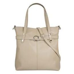Shopper CLUTY, Damen, Gr. B/H/T: 30cm x 31cm x 11cm onesize, beige, Leder, leicht gl&auml;nzend, unifarben, Taschen Shopper, echt Leder, Made in Italy