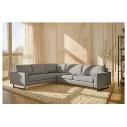 Ecksofa Home Affaire "Pinto, XXL, 250/290 cm, langer Schenkel, Ottomane", silber grau, B:290cm H:85cm T:250cm, 100% Polyester, Sofas, Ecksofa, Cord, Chenille, Lederoptik, mit Keder, Metallf&uuml;&szlig;e, Wellenunterfederung
