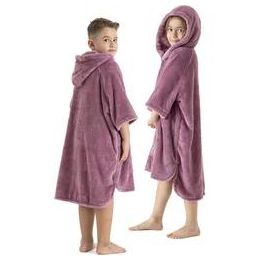 Badeponcho OTTO HOME "Lillou, f&uuml;r Kinder, ideal f&uuml;r Urlaub oder im Schwimmbad" Gr. 152, mauve, 152/164, Microfaser, Hausm&auml;ntel, weich und kuschelig, Fleece, pl&uuml;sch, Surfponcho