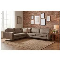 Ecksofa Home Affaire "Pinto, XXL, 250/290 cm, langer Schenkel, Ottomane", braun, B:290cm H:85cm T:250cm, 100% Polyester, Sofas, Ecksofa, Cord, Chenille, Lederoptik, mit Keder, Metallf&uuml;&szlig;e, Wellenunterfederung