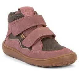 Barfu&szlig;schuh froddo "BAREFOOT TEX AUTUMN", Kinder, Gr. 33, rosa (rosa, grau), Textil, Veloursleder, Schuhe Barfu&szlig;schuh, Klettschuh, Winterstiefel mit TEX-Membrane