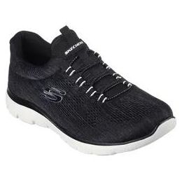 Slip-On Sneaker Skechers "SUMMITS-FUN FLARE", Damen, Gr. 35, schwarz-wei&szlig; (schwarz, wei&szlig;), Synthetik, Textil, meliert, Schuhe, Trainingsschuh in veganer Verarbeitung, Topseller