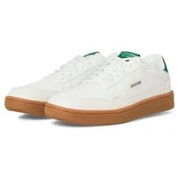 Jack & Jones Sneaker JACK & JONES "JFWBOUNCE", Herren, Gr. 41, wei&szlig;, gr&uuml;n, Lederimitat, Textil, kontrastfarbene Details, Schuhe Sneaker, Schn&uuml;rschuh, Halbschuh, Freizeitsneaker mit weichem Schaftrand