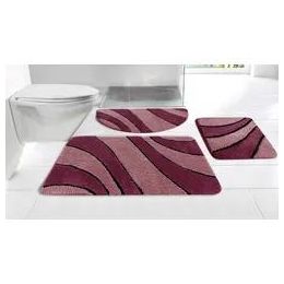 Badematte OTTO HOME "Anna, Badvorleger, Badezimmer Teppich" Gr. 12, bordeaux, beere, H:16mm, Polyester, Badematten, Badematte, Badteppich, Hoch Tief Effekt, Modern, Weich, Wellen