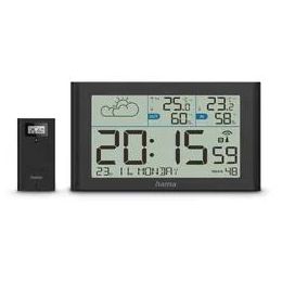 Wetterstation Hama "Wetterstation "Sylt" mit Au&szlig;ensensor, Funk, Wecker", schwarz, Wetterstationen, Kinder, Innen-/Au&szlig;entemperatur, Hygrometer