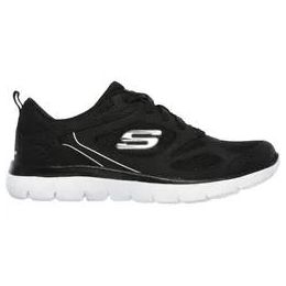 Sneaker Skechers "SUMMITS-SUITED", Damen, Gr. 39, schwarz, wei&szlig;, Leder, Mesh, Schuhe Sneaker, Freizeitschuh, Trainingsschuh, Schn&uuml;rschuh mit weicher Polsterung, Topseller