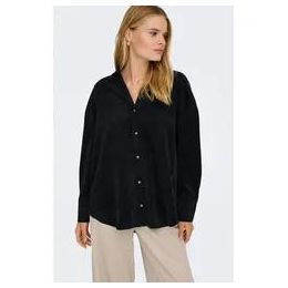 Langarmbluse Only "ONLMARIKE LIFE L/S CORD LOOSE SHIRT PNT", Damen, Gr. M, schwarz, Web, Obermaterial: 88% Polyester, 10% Nylon, 2% Elasthan, unifarben, loose fit, Blusen