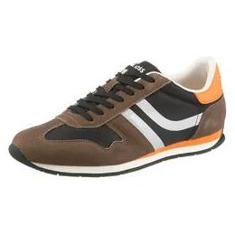 Sneaker BOSS ORANGE "Levon_Runn_", Herren, Gr. 43, braun, schwarz, Lederimitat, Textil, kontrastfarbene Details, unifarben mit Farbeins&auml;tzen, Schuhe Sneaker, Freizeitschuh, Halbschuh, Schn&uuml;rschuh mit Kontrastbes&auml;tzen