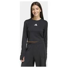 Funktionsshirt Adidas SPORTSWEAR "TECHFIT LONGSLEEVE", M&auml;dchen, Gr. 128, schwarz, wei&szlig;, Obermaterial: 83% Polyester, 17% Elasthan, Rundhals, Shirts Funktionsshirt