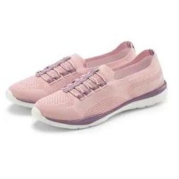 Sneaker Lascana "Slipper, Halbschuh, Slip-On-Sneaker", Damen, Gr. 41, ros&eacute;, lila, Obermaterial: 100% Textilmaterial. Decksohle: 100% Textilmaterial. Futter: 100% Textilmaterial. Laufsohle: 100% Synthetik, unifarben mit Farbeinsatz, Basic, Schuhe Sneaker, aus leichtem Textil-Material VEGAN, Topseller