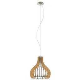Eglo H&auml;ngeleuchte "Tindori Pendelleuchte, Vintage, E27, H&auml;ngeleuchte, Stahl, Holz, Glas", silberfarben, 1, &Oslash; 50cm H: 150cm, 1 Stk., Leuchten, H&auml;ngeleuchte - H150 x &Oslash;50 cm - nickel-matt - 1X60W exkl., H&auml;ngeleuchte