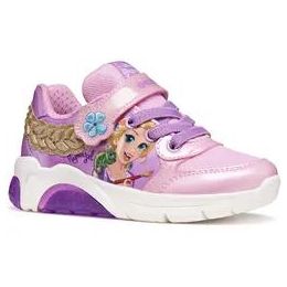 Sneaker Geox "J FADINLIGHT GIRL DISNEY PRINCESS RAPUNZEL", M&auml;dchen, Gr. 33, rosa, lila, Lederimitat, Textil, Schuhe Sneaker, Halbschuh mit Blinkfunktion, Gr&ouml;&szlig;enschablone zum Download