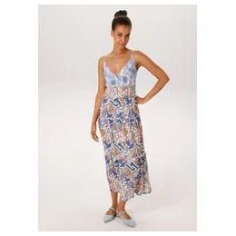 Sommerkleid Aniston CASUAL, Damen, Gr. 44, N-Gr, bunt (wollwei&szlig;, jeansblau, hellblau, marine, pink, rosa, dunkelgr&uuml;n, salbei, orange, gelb, fuchsia), Web, Obermaterial: 100% Viskose, Paisley, bedruckt, gemustert, figurumspielend Midi, V-Ausschnitt, Kleider Sommerkleid, im trendigen Muster-Mix - NEUE KOLLEKTION