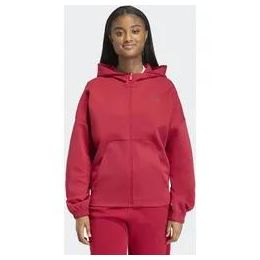 Kapuzensweatshirt Adidas SPORTSWEAR "FUTURE ICONS SMALL LOGO FULL-ZIP", Damen, Gr. XXL, active maroon, Obermaterial: 68% Baumwolle, 32% Polyester, angesetztes B&uuml;ndchen, Sweatshirts