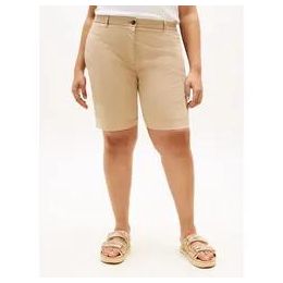 Chinoshorts Tommy Hilfiger Curve "CRV CO GMD BLEND CHINO SHORT", Damen, Gr. 50, N-Gr, beige, Web, Obermaterial: 65% Baumwolle, 33% Lyocell, 2% Elasthan, unifarben, regular fit kurz, Hosen Chinoshorts, in gro&szlig;en Gr&ouml;&szlig;en