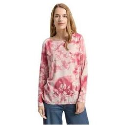 Langarmshirt Tom Tailor, Damen, Gr. 3XL, rot brushed flower design, Web, Obermaterial: 70% Viskose, 30% Polyester, bedruckt, regular fit normal, U-Boot-Ausschnitt, gerader Abschluss, Shirts Langarmshirt, mit All-Over Print