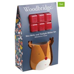 Woodbridge 2tlg. Set: Duftwachs & Duftlampe in Rot/ Hellbraun - 60% | Kerzen-vasen