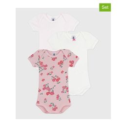 Petit Bateau 3er-Set: Bodys in Wei&szlig;/ Rosa - 40% | Gr&ouml;&szlig;e 74 | Baby-bodys