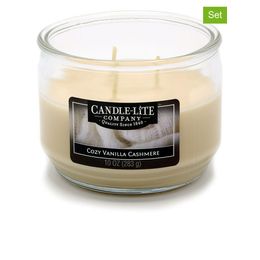 CANDLE-LITE 2er-Set: Duftkerzen "Cozy Vanilla Cashmere" in Wei&szlig; - 2x 283 g - 61% | Kerzen-vasen