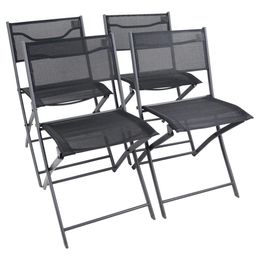 Ambia Garden Gartenklappstuhl-Set, Schwarz, Metall, Textil, 45x79x46 cm, klappbar, UV-best&auml;ndig, regenabweisend, abwischbar, Gartenm&ouml;bel, Gartenst&uuml;hle, Gartenklappst&uuml;hle