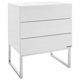 Livetastic Nachtschrank, Wei&szlig;, Chrom, Metall, Holzwerkstoff, 3 Schublade(n) Schubladen, 50x60x40 cm, Schlafzimmer, Nachttische