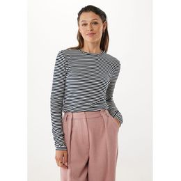 Mexx Longsleeve ''Azalea'' in Dunkelblau/ Wei&szlig; - 56% | Gr&ouml;&szlig;e L | Damen-tops