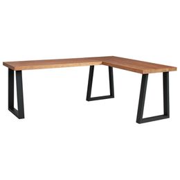 Mid.you Eckschreibtisch, Schwarz, Eiche, Holz, Metall, Holzwerkstoff, Eiche, furniert, rechteckig, Flachrohr, 200x75x160 cm, Bsci, Arbeitszimmer, Schreibtische, Eckschreibtische